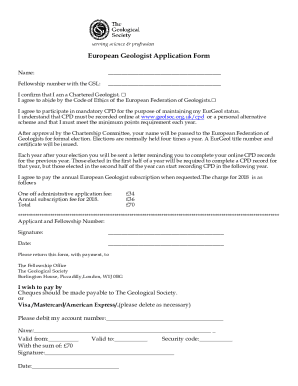 Fillable Online European Geologist Application Form Fax Email Print - pdfFiller