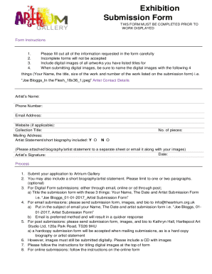 Fillable Online Exhibition Application Form Template123 Form Builder ...