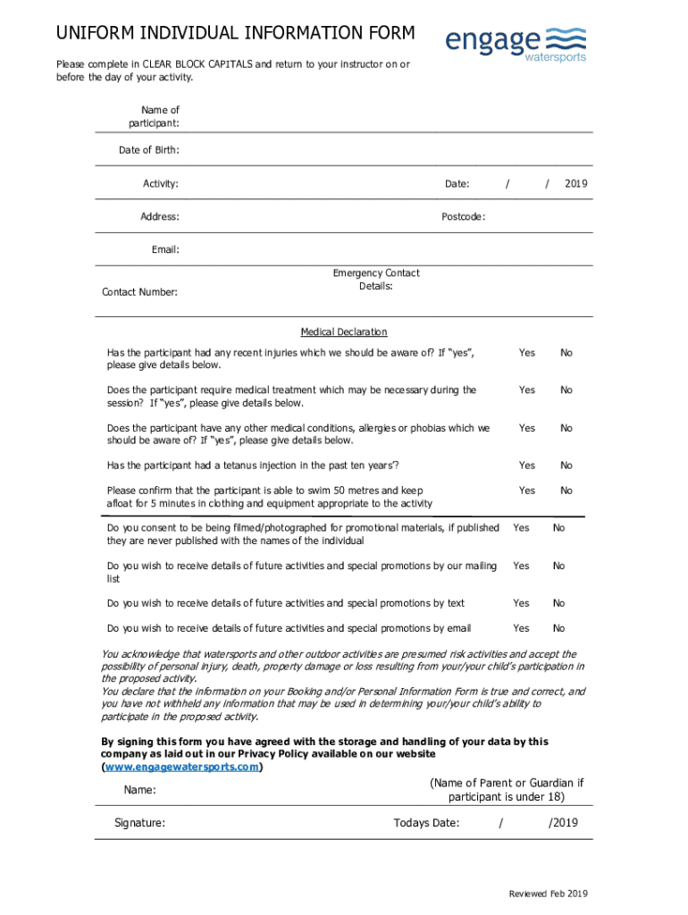Fillable Online UNIFORM INDIVIDUAL INFORMATION FORM Fax Email Print ...