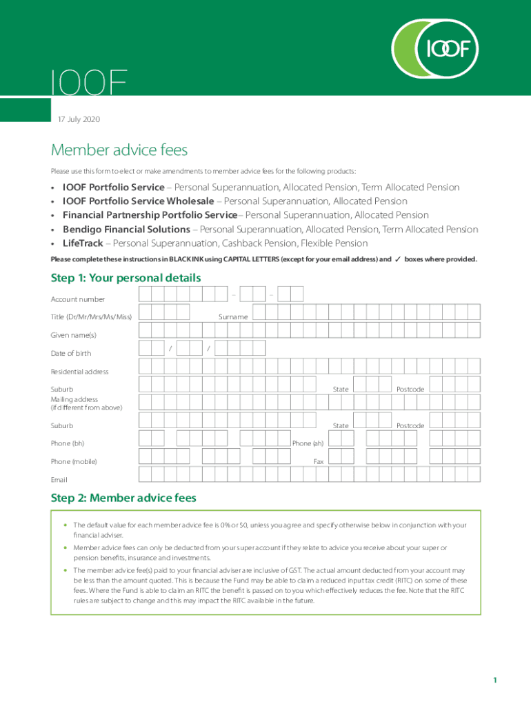 Fillable Online Forms and documents - IOOF Fax Email Print - pdfFiller