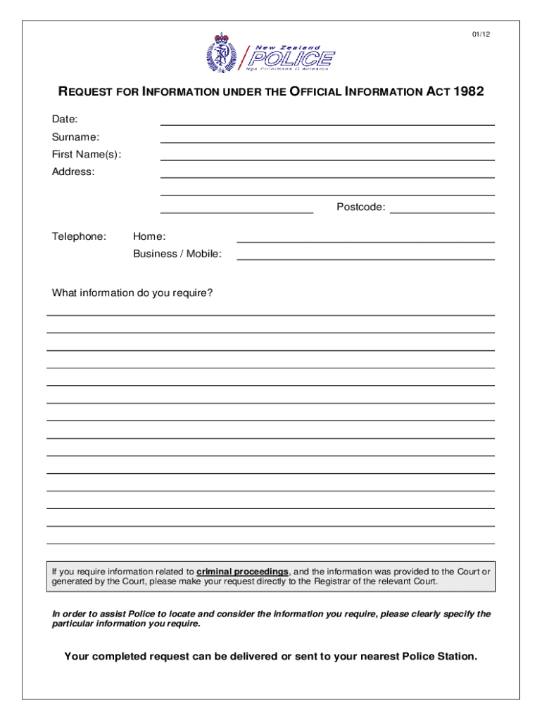 Fillable Online fyi org REQUEST FOR INFORMATION UNDER THE OFFICIAL ...