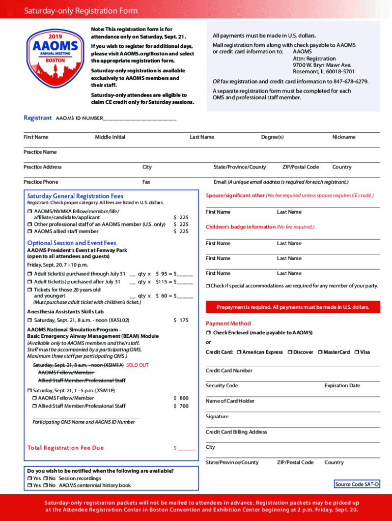 Fillable Online Saturday-only Registration Form Fax Email Print - pdfFiller