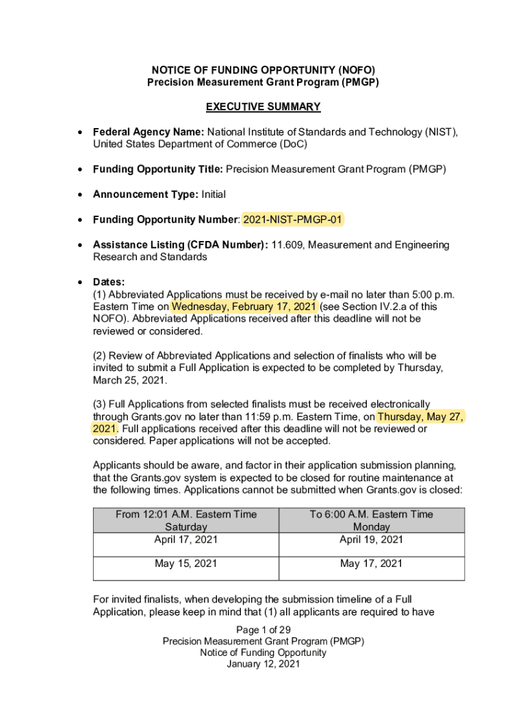 Fillable Online 2021 Notice of Funding Opportunity (NOFO) Precision ...