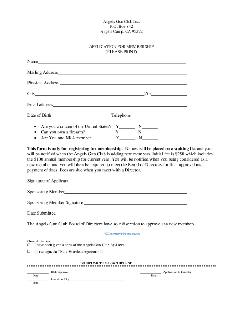 Fillable Online Angels Gun Club in Angels Camp CA - Company Profile Fax ...
