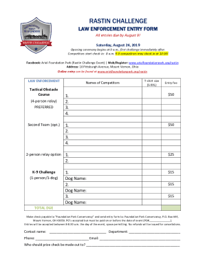 Fillable Online LAW ENFORCEMENT ENTRY FORM Fax Email Print - pdfFiller