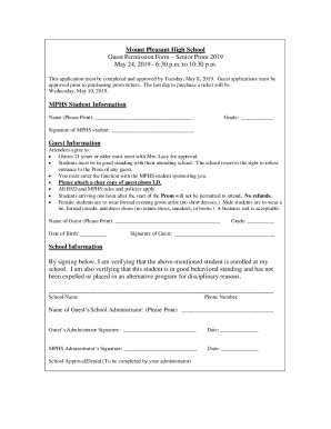 Fillable Online Guest Permission Form Senior Prom 2019 Fax Email Print - pdfFiller