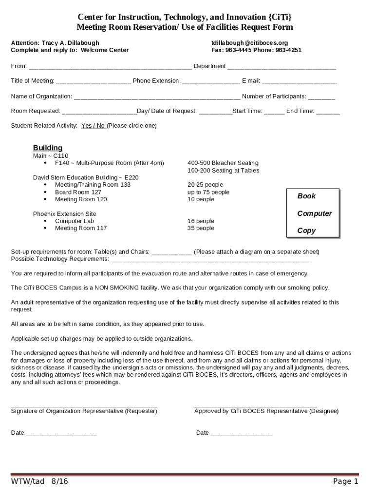 Meeting Room Reservation/ Use of Facilities Request Doc Template ...