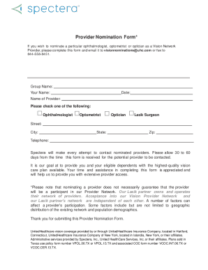 Fillable Online Provider Nomination Form* - Pierce Insurance Fax Email ...