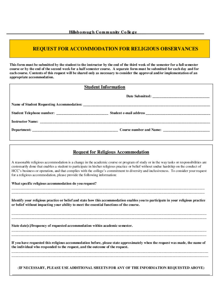 Fillable Online student-request-for-religious-accommodation-form ...