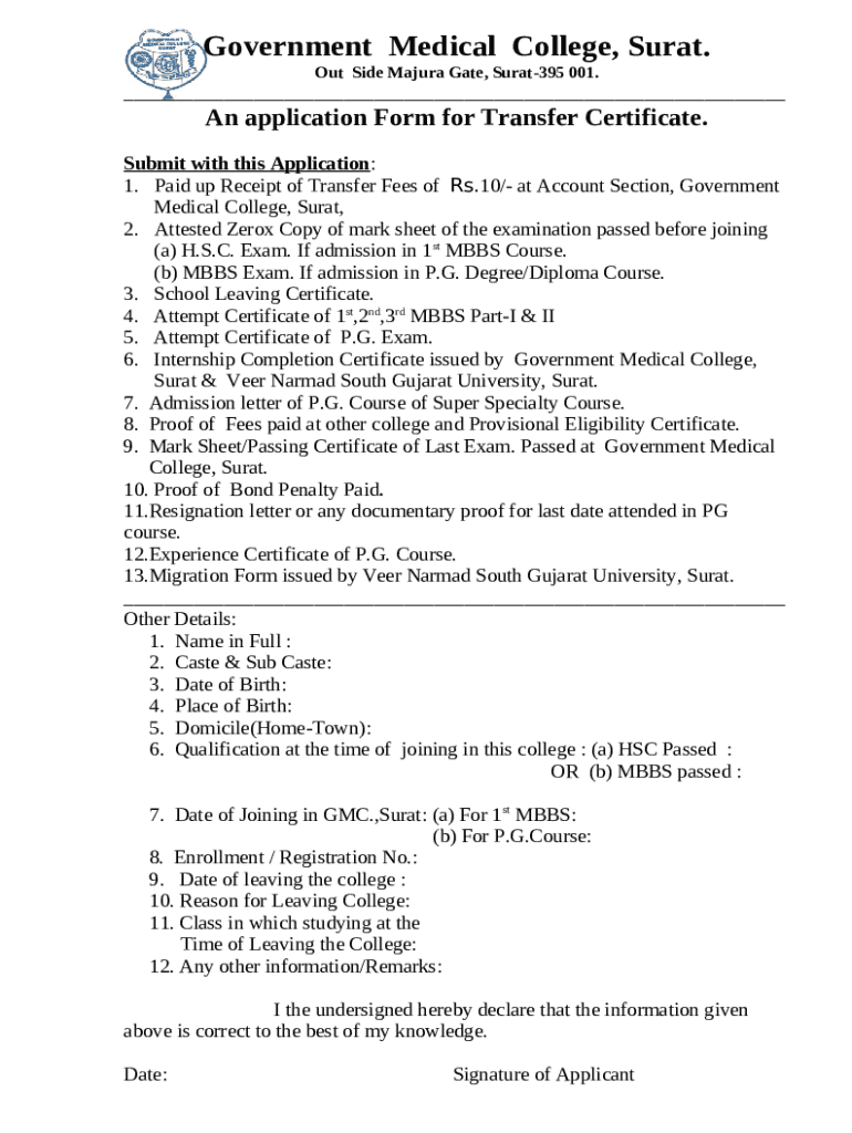 APPLICATION FOR HOSTEL ACCOMMODATION ... - gmcsurat Doc Template | pdfFiller