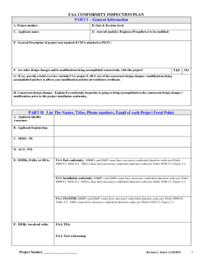 Fillable Online FAA CONFORMITY INSPECTION PLAN REV C Fax Email Print ...