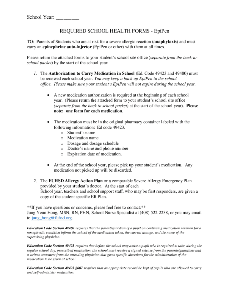 Fillable Online Required School Health Form - Fax Email Print - pdfFiller