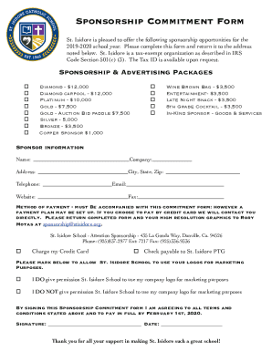 Fillable Online Sponsorship Commitment Form 2020.pages Fax Email Print ...