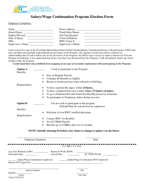 Fillable Online Salary/Wage Continuation Program Election Form Fax ...