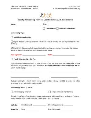 Fillable Online Coordinator Membership Form Fax Email Print - pdfFiller