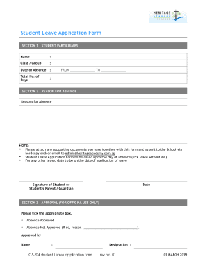 Fillable Online C5-F04-01 Student Leave Application Form Fax Email Print - pdfFiller