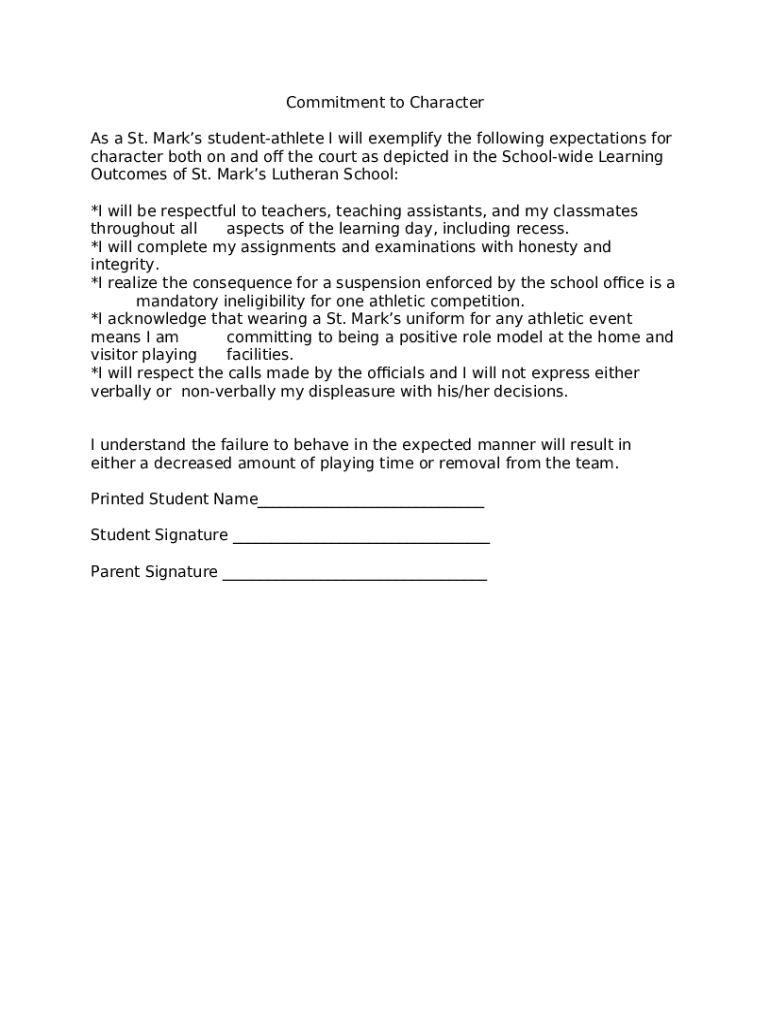 Commitment to Character Doc Template | pdfFiller