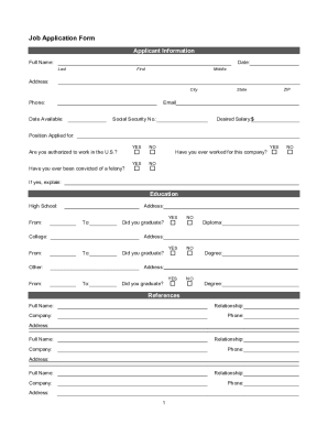 Fillable Online job application form - Humanitarian aid professionals ...