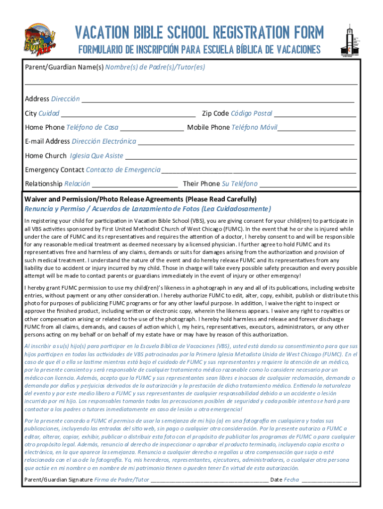 Fillable Online Vacation Bible School Signnow Registration Forms - Fill ...