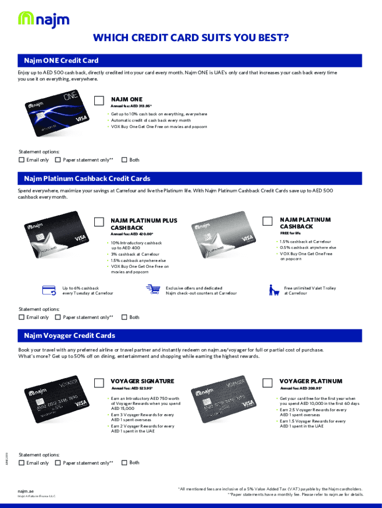 Fillable Online NAJM Credit Cards - Best NAJM Card Offers Online in UAE ...
