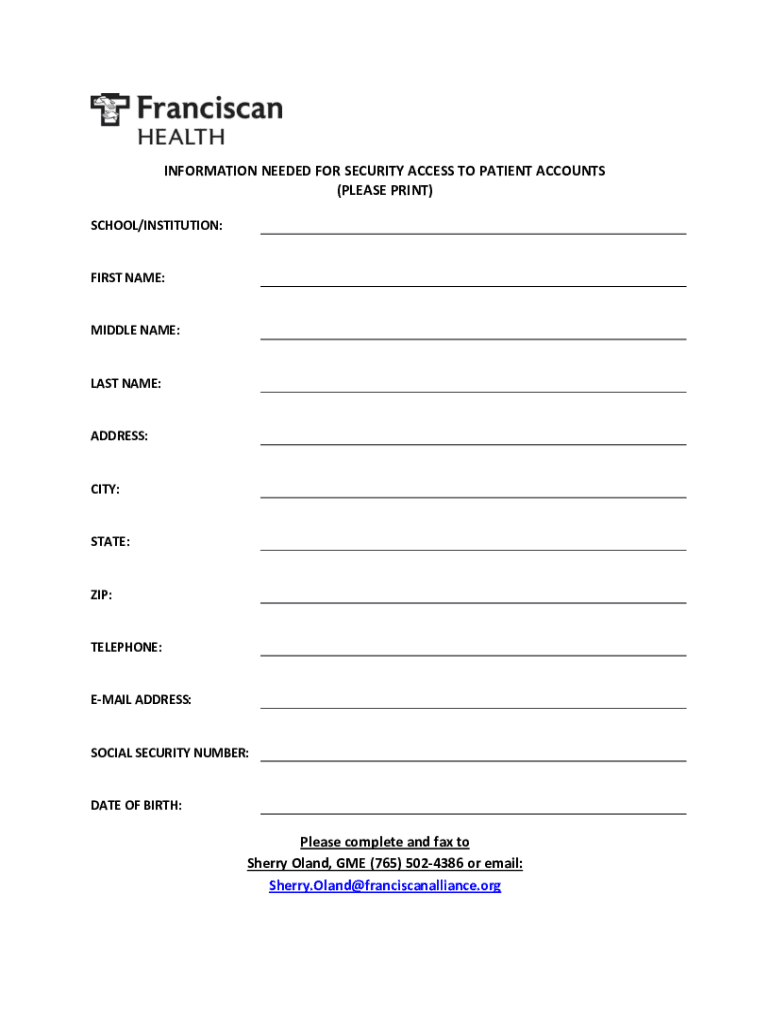 Fillable Online Franciscan Health - Top Indiana and Illinois Hospitals ...