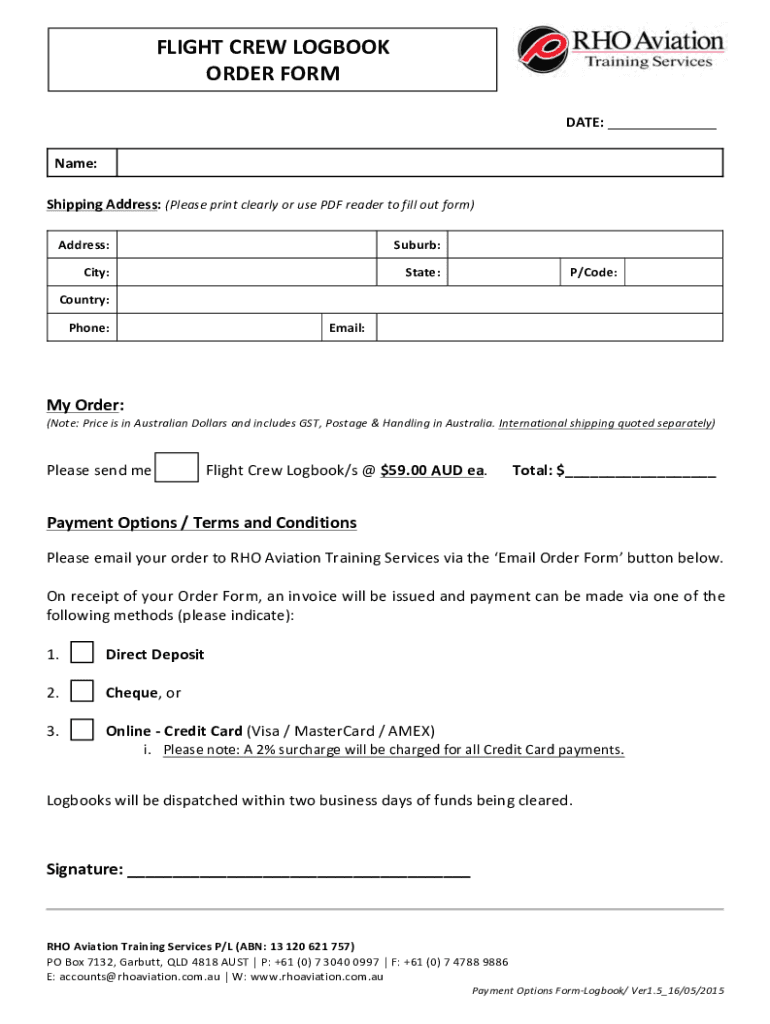 Fillable Online CREW LOGBOOK - Order Form.V1.6.docx Fax Email Print ...