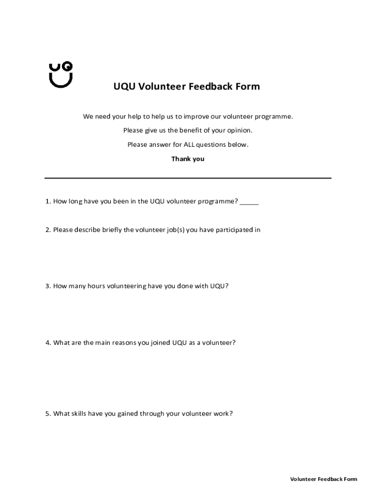 Fillable Online Volunteers - University of Queensland Union - UQU ...