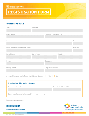 Fillable Online Registration and Consent Form. Vision Eye Institute ...