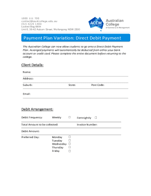 Fillable Online Direct Debit Payment Plan Form Fax Email Print - pdfFiller