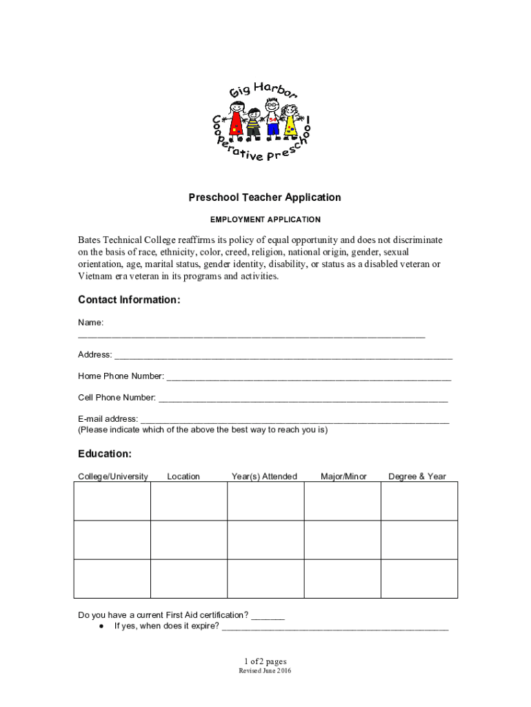Fillable Online 5+ Teacher Application Form Templates - PDFFree ...