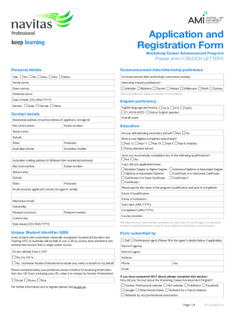 Fillable Online Personal details Commencement date ... - Navitas ...