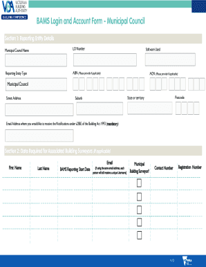 Fillable Online BAMS Login and Account Form - Municipal Council Fax ...