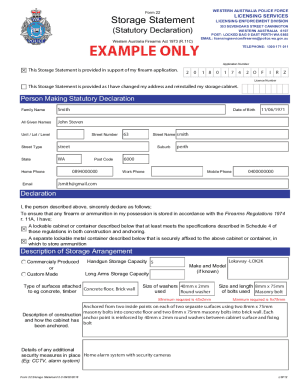 Fillable Online Form 22 Storage Statement example. LSF12A Fax Email ...