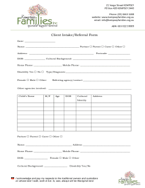 Fillable Online KF Intake Referral form (Master).docx Fax Email Print - pdfFiller