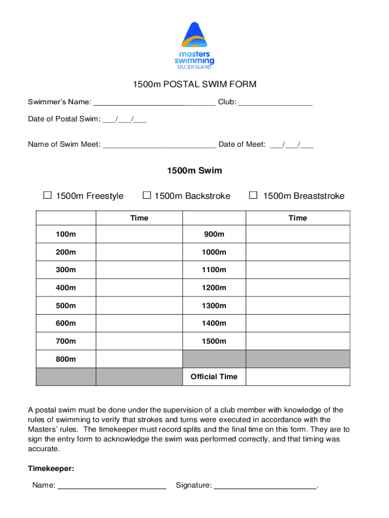 Fillable Online mastersswimmingqld org ND Meet Info - Dyce Amateur ...