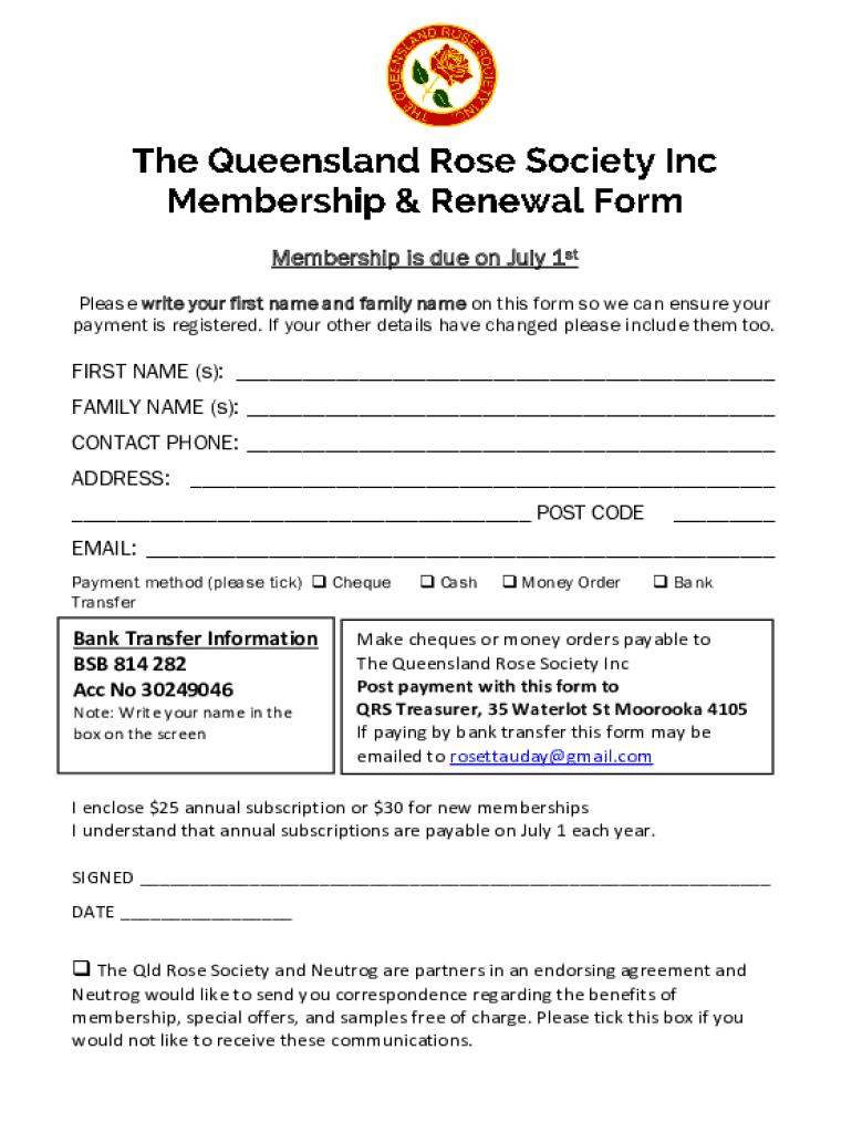 Fillable Online Membership is due on July 1st Fax Email Print - pdfFiller