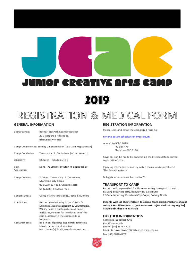 Fillable Online JCAC 2019 - Registration Form Fax Email Print - pdfFiller