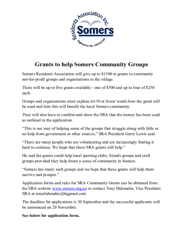 Fillable Online Community grants application form and rules Fax Email Print - pdfFiller