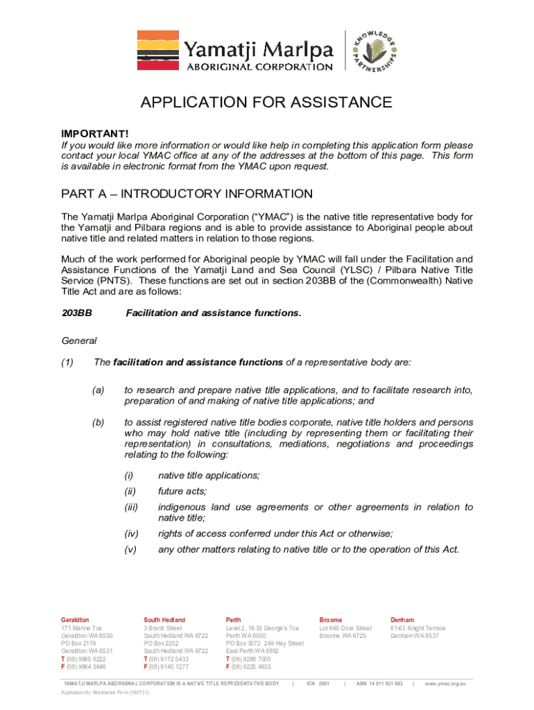 Fillable Online Application for Assistance Form (Aug11) Fax Email Print ...