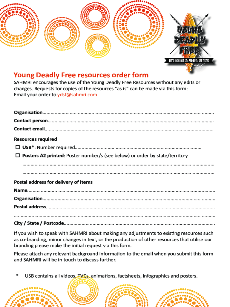 Fillable Online Young Deadly Free resources order form Fax Email Print ...