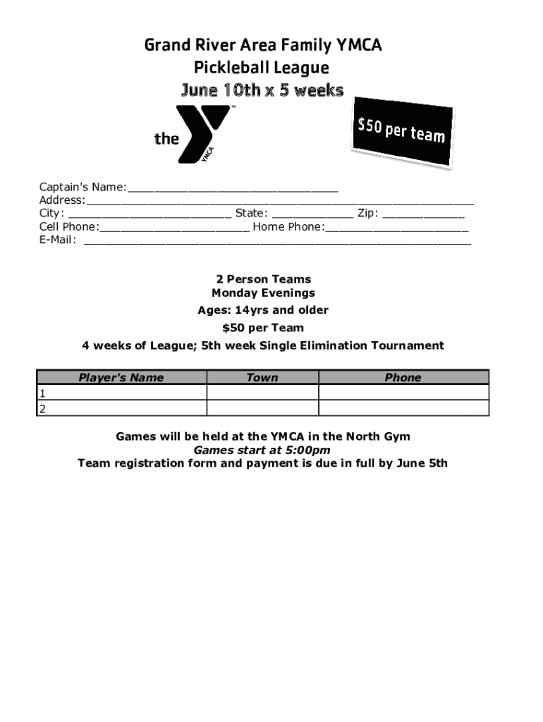 Fillable Online Sports Roster Form Pickleball - York County, Virginia ...