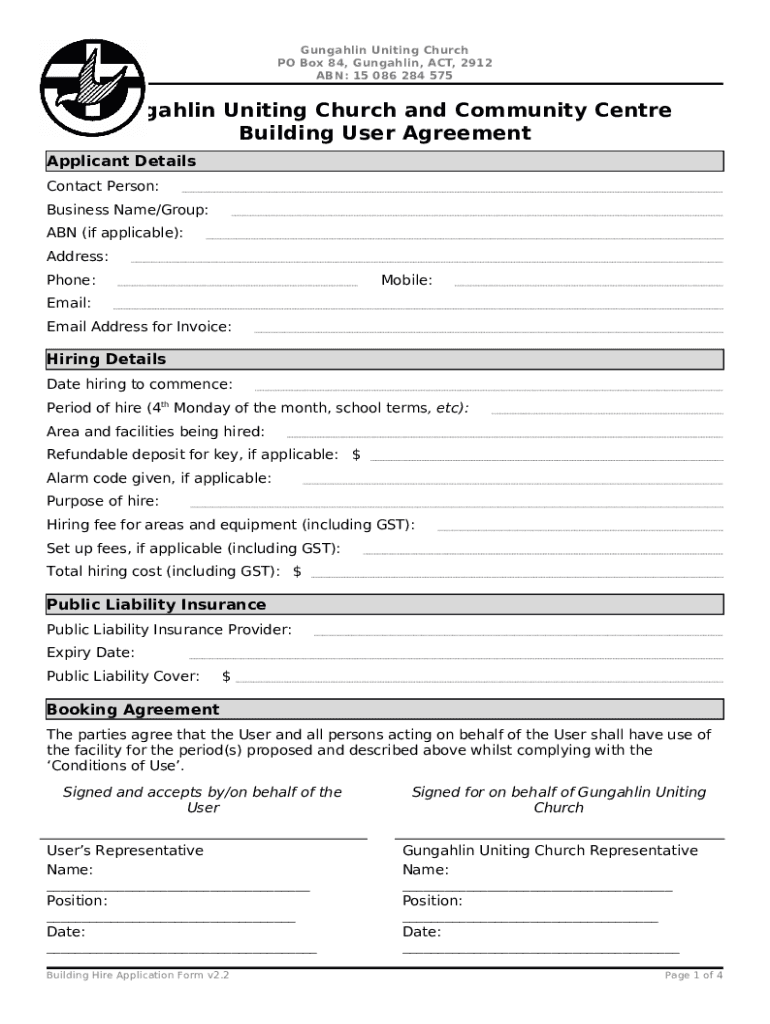 Building User Agreement Doc Template | pdfFiller