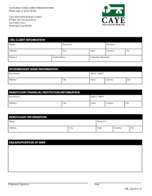 Fillable Online OUTGOING FUNDS (WIRE) TRANSFER FORM Fax Email Print ...
