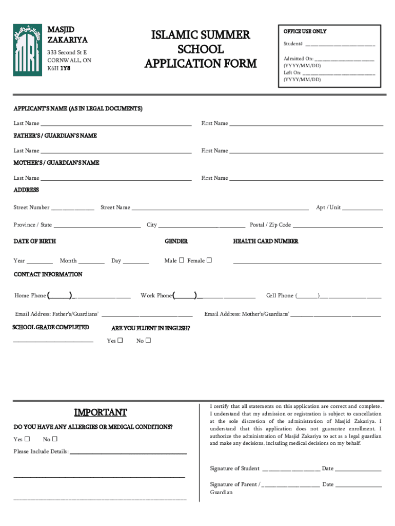 Fillable Online Summer School Application Form Template JotForm Fax Email Print - pdfFiller