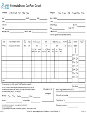 Fillable Online OPSEU Membership Expense Claim Form - General Fax Email ...