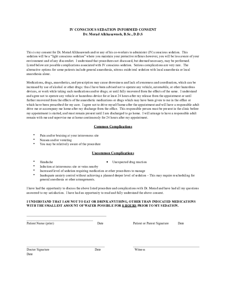 Fillable Online Moderate (Conscious) Sedation ProtocolPractice ...
