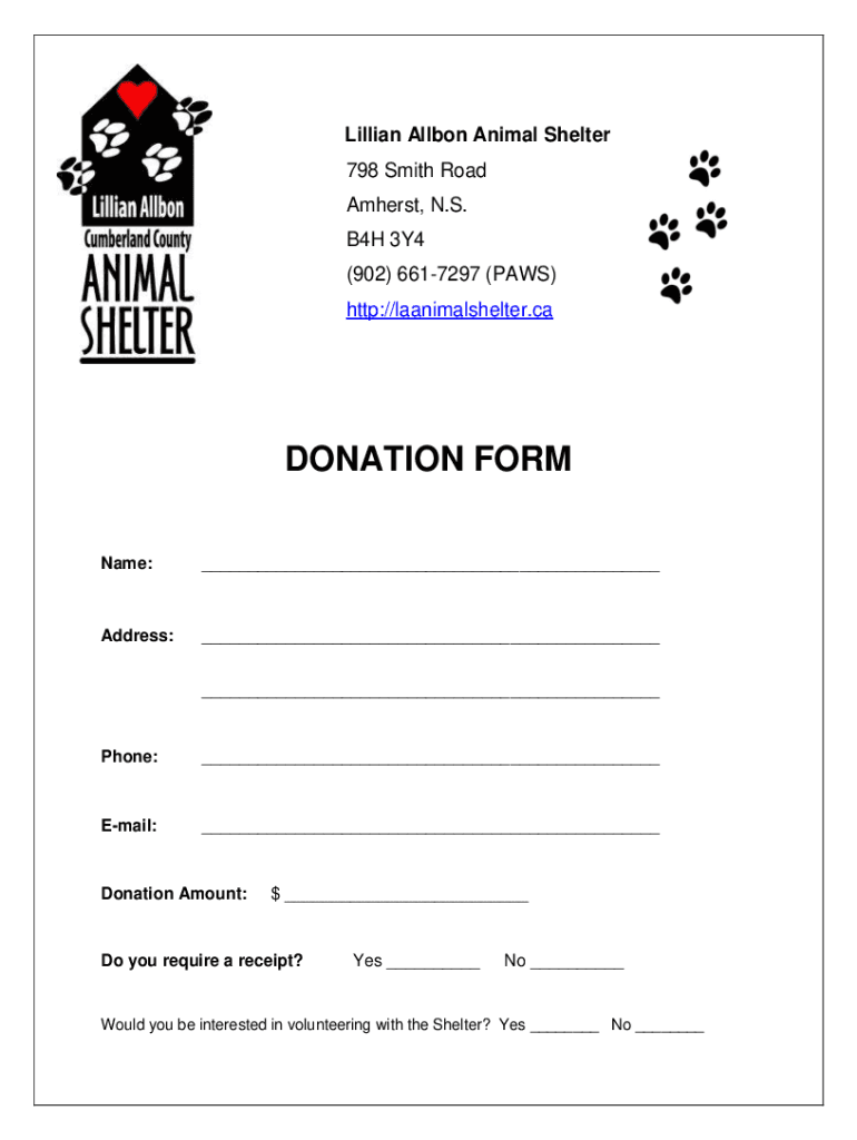 Fillable Online 2019-General-Donation-Form - Lillian Allbon Animal ...