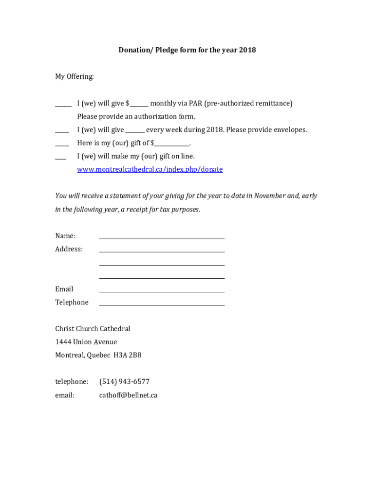 Fillable Online Monthly Church Contribution Form Fax Email Print ...