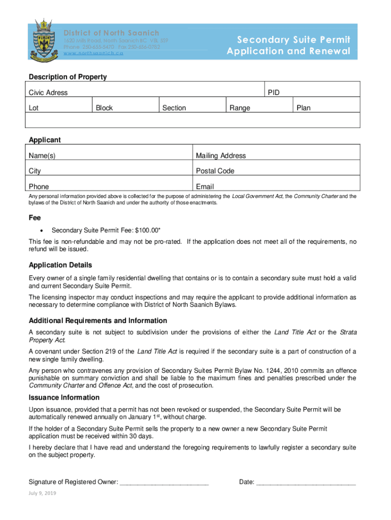Fillable Online BUILDING PERMIT APPLICATION INFORMATION - North Saanich Fax Email Print - pdfFiller