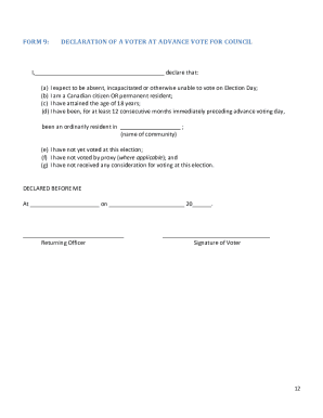 Fillable Online FORM DECLARATION OF A VOTER AT ... - Northwest ...